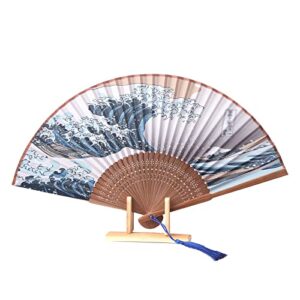 hand fan pocket fan tassel folding fan retro bamboo handle fan summer party dancing wedding vintage style