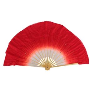 decorative folding fans red dance shoes 1 foot 2 silk fan dance silk fan yangko dance fan ethnic dance practice fan gift hand fan fan (color : red)