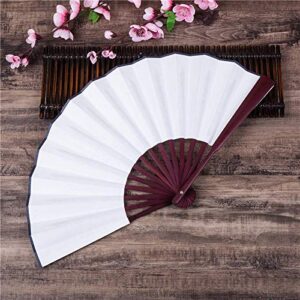 razzum decorative folding fans diy chinese fan japanese plain color bamboo large rave folding hand fan event home party supplies for men/women hand fans fan (color : one size)