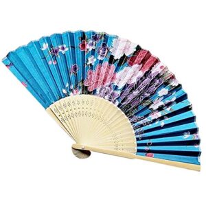 decorative folding fans vintage bamboo folding handheld flower fans chinese style dance party pocket gifts folding handheld flower fans elegant hand fans vintage style (color : khaki)