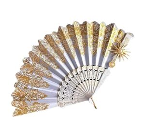 hand held folding fans with a fabric sleeve protec vintage fold fan for wedding party lace fan silk fan craft dance fan folding fan vintage style