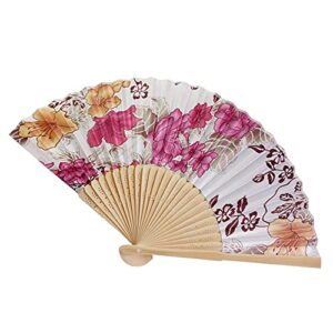 razzum decorative folding fans summer vintage folding bamboo fan chinese style hand held flower fan for dance party wedding colorful fan decorations fan (color : j)