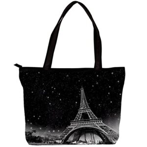 purses for women, tote bag, bags for women, womens handbags, black starry sky retro eiffel tower pattern