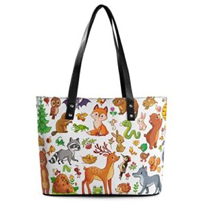 womens handbag zoo animals leather tote bag top handle satchel bags for lady