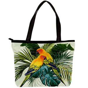 purses for women, tote bag, handbags for women, the tote bag, tropical leaves plants birds animals pattern