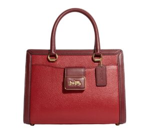 coach grace carryall in colorblock (gold/red apple multi)