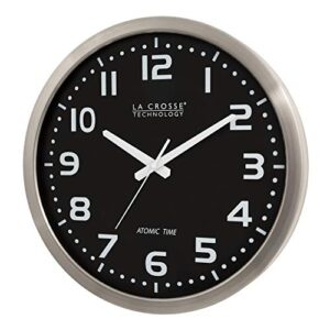 la crosse technology wt-3161bk 16 inch stainless steel atomic clock, analog, silver