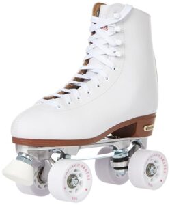 chicago skates deluxe leather lined rink skate ladies and girls, white, 8