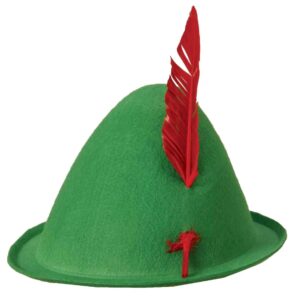 forum novelties men's alpine hat with feather, green/red, one size