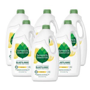 seventh generation dishwasher detergent gel liquid soap lemon scent dish detergent 42 oz, pack of 6