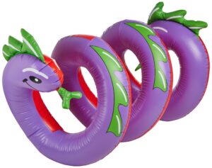 swimline inflatable two-headed curley serpent pool float, purple/green, 8", model number: 9087