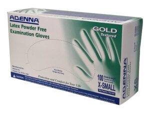 adenna gld260 gold 6 mil powder-free latex gloves, medical grade, white, x-small, box of 100