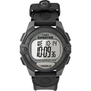 timex men's expedition digital cat 41mm watch – gray case with black & gray resin strap & integrated compass