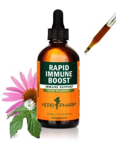 herb pharm organic rapid immune boost: fast-absorbing tincture for adults, echinacea tincture with goldenseal, ginger extract & elderberry, immune support supplement & wellness aid, 4 oz