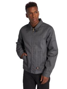 dickies mens unlined eisenhower jacket work utility outerwear, charcoal, large us