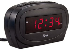 equity by la crosse 30228 led alarm clock,black 4.50"w x 1.85"d x 2.65"h