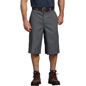 dickies men's 15 inch inseam work short with multi use pocket, charcoal, 38