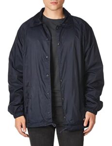 dickies men's snap front nylon jacket, dark navy, x-large