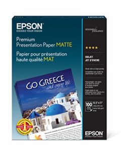 epson premium presentation paper matte (8.5x11 inches, 100 sheets) (s042180),black