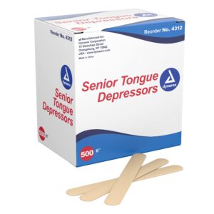 dynarex 4312 tongue depressor wood, senior 6", non-sterile, pack of 500