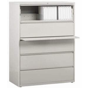 lorell 5-drawer lateral file, 42 by 18-5/8 by 67-11/16-inch, gray