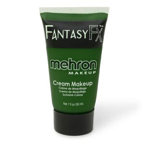 mehron makeup fantasy fx cream makeup | water based | halloween | kelly green face paint & body paint for adults 1 fl oz (30ml) (kelly green)