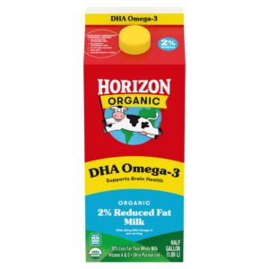 horizon organic dha omega-3 milk, dha 2 percent milk, 64 fl oz half gallon carton