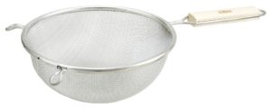 winco, medium strainer, 8-inch diameter, single mesh, tin, tan