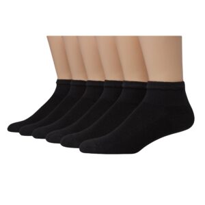 hanes men's 6 pack ankle sock, (size 6-12/black)