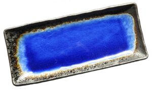 miya e493b cobalt blue kosui serving plate, 11 inches (l) x 5 inches (w), sold as 1 plate