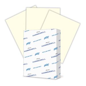 hammermill colored paper, 20 lb cream printer paper, 8.5 x 11-1 ream (500 sheets) - made in the usa, pastel paper, 168030r