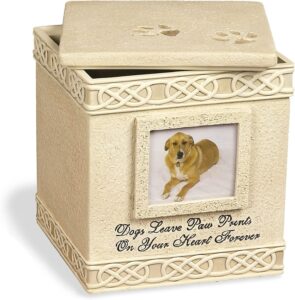 comfy hour 6" porcelain angel star pet urn for dog, brown, pet in loving memory collection