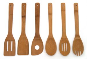 lipper international 826 bamboo wood kitchen tools in mesh bag, 6-piece set