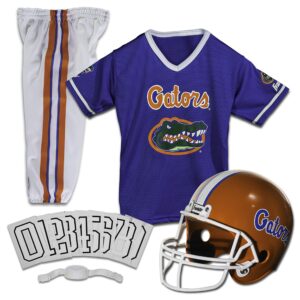 franklin sports ncaa florida gators kids college football uniform set - youth uniform set - includes jersey, helmet, pants - youth medium