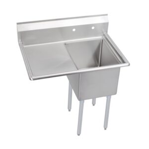 elkay dependabilt stainless steel 36-1/2" x 25-13/16" x 43-3/4" 16 gauge one compartment sink w/ 18" left drainboard and stainless steel legs