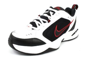 nike air monarch iv training shoe (4e) - white/black/varsity red, size 9.5 us