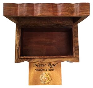 new age imports, inc. gift ideas~ tree of life carved handmade wooden box 4 inches by 6 inches~ideal for storing jewelry, coins, tartot cards, small treasures, urn box.