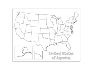 hygloss products creative learning poster - u.s.a. map - art activities for classroom, kids’ camps, events, parties & more - black design on white paper - 17” x 22” - 24 posters per pack,30147