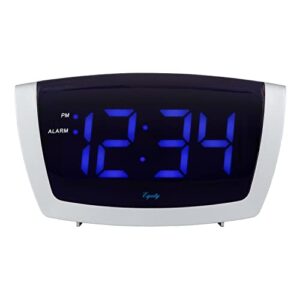 equity by la crosse led blue digit alarm clock with usb charging port, silver