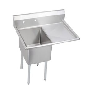 elkay dependabilt stainless steel 38-1/2" x 23-13/16" x 44-3/4" 16 gauge one compartment sink w/ 18" right drainboard and stainless steel legs