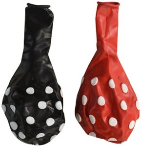 red and black with white polka dots latex balloons 24 count