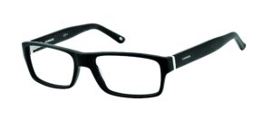 carrera men's 6180 rectangular prescription eyewear frames, matte black/black white, 57mm, 17mm