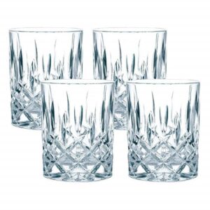 nachtmann noblesse collection whiskey glass, set of 4 crystal clear glasses, 4-inch tumbler for scotch, cocktail, liquor, or bourbon, 10-ounce, dishwasher safe