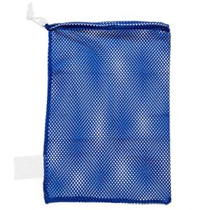 champion sports mesh sports equipment bag, blue, 12x18 inches - multipurpose, nylon drawstring bag with lock and id tag for balls, beach, laundry