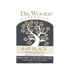 dr. woods raw black rejuvenating exfoliating body bar with organic shea butter 5.25 ounce