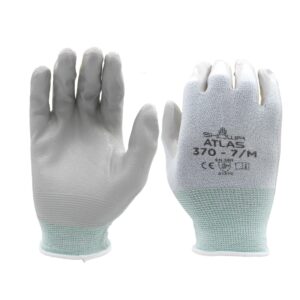 showa atlas 370w nitrile palm coating glove, white, x-large (pack of 12 pairs)