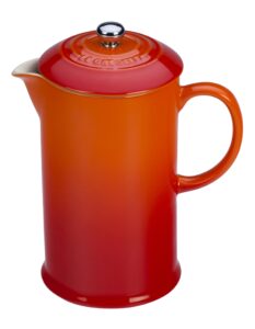 le creuset stoneware french press, 34 oz., flame