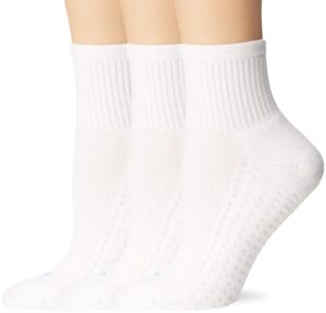 hue womens hue women's air cushion mini crew sport socks, 3 pair pack casual socks, white, one size us