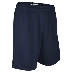 pt-6479-cb men’s and women’s solid 9 inch fitness short-made with moisture wicking performance fabric-basketball, football, cross training, lacrosse, tennis, and running-sizes sm-xxxl (large, navy)