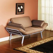 euro metal arm futon, brownstone & driftwood